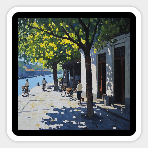 Hanoi | Post-impressionist painting style - Hanoi - Sticker | TeePublic