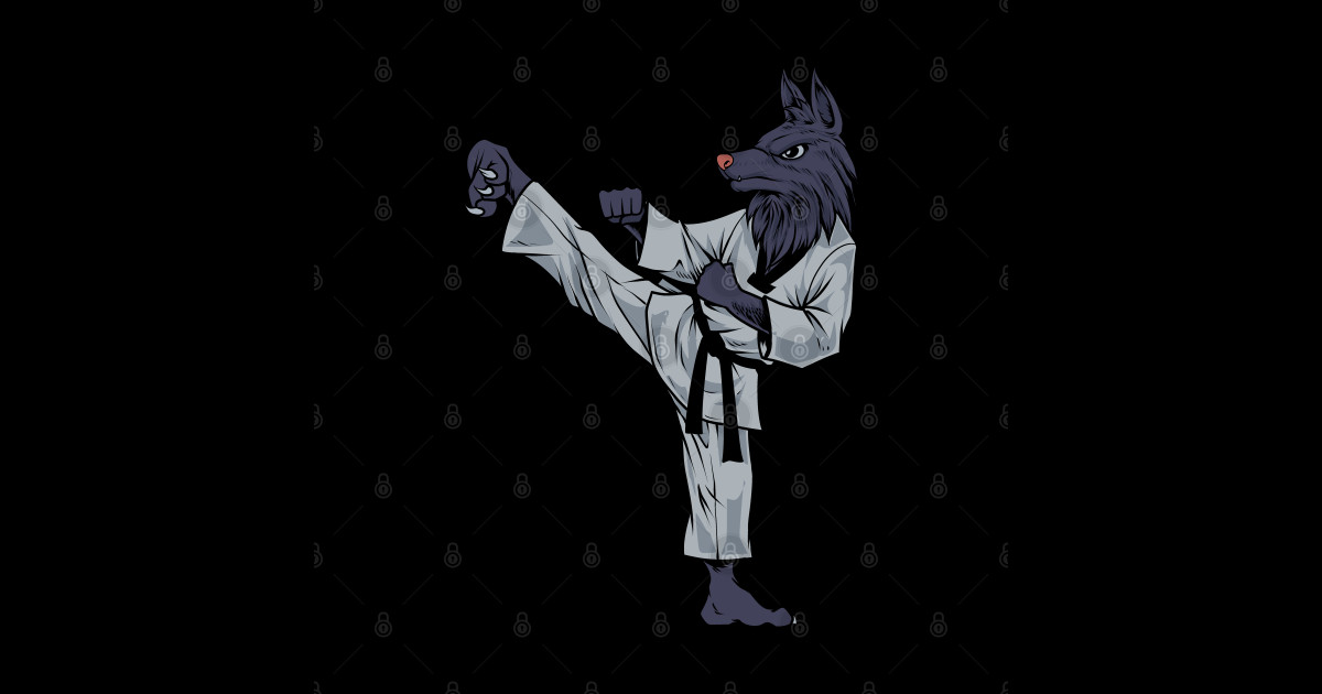 Cartoon Wolf does Tang Soo Do - Tang Soo Do Wolf - Sticker | TeePublic