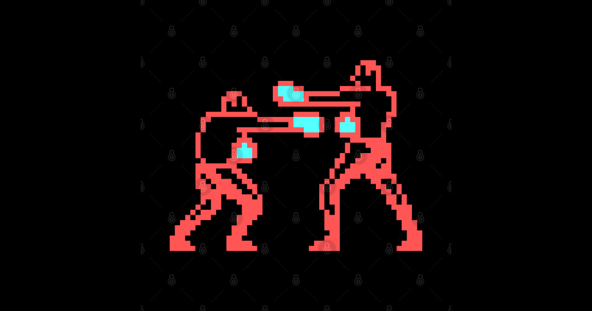 Boxing Men Pixel CGA Palette - Boxing - Sticker | TeePublic