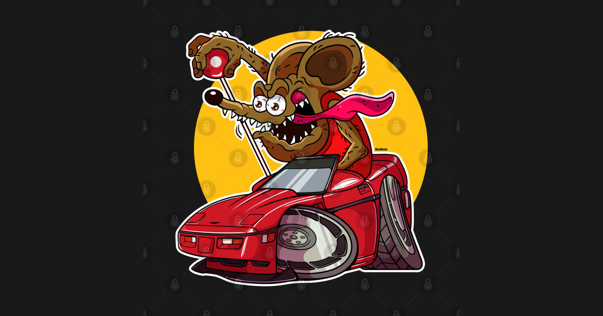 DigiRods Rat Rod Rider Red Corvette C4 Hot Rod Shifter Cartoon Car ...