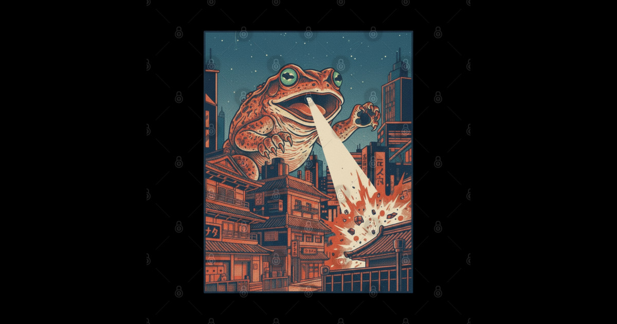Frogzilla Japanese - Frogzilla - Sticker | TeePublic