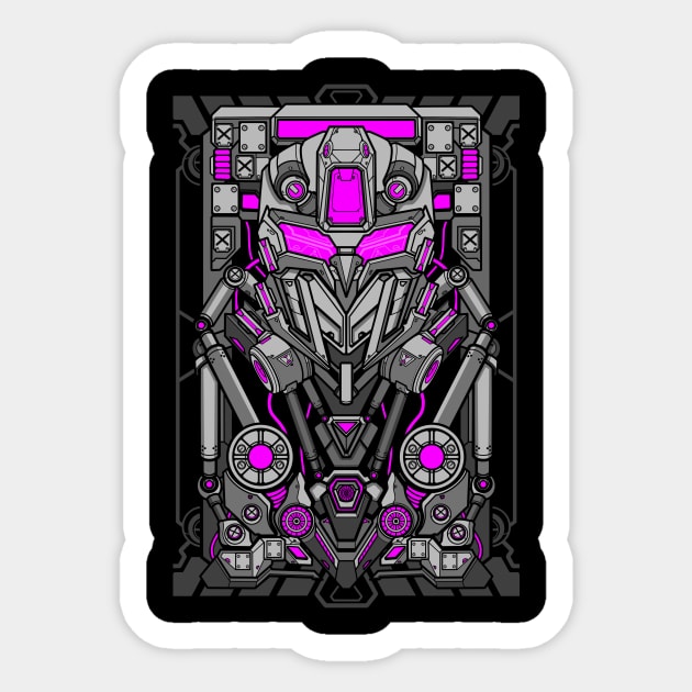 Mecha robot head shield card design - Mecha Robot - Sticker | TeePublic