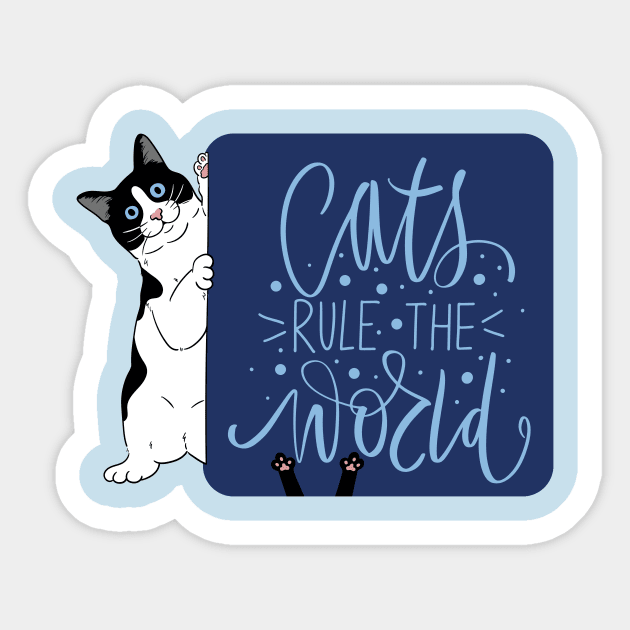 Cat rules the world - Cat - Sticker | TeePublic