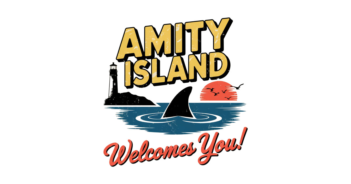 AMITY ISLAND WELCOMES YOU - SUNSET IN AMITY - JAWS - Jaws - T-Shirt ...