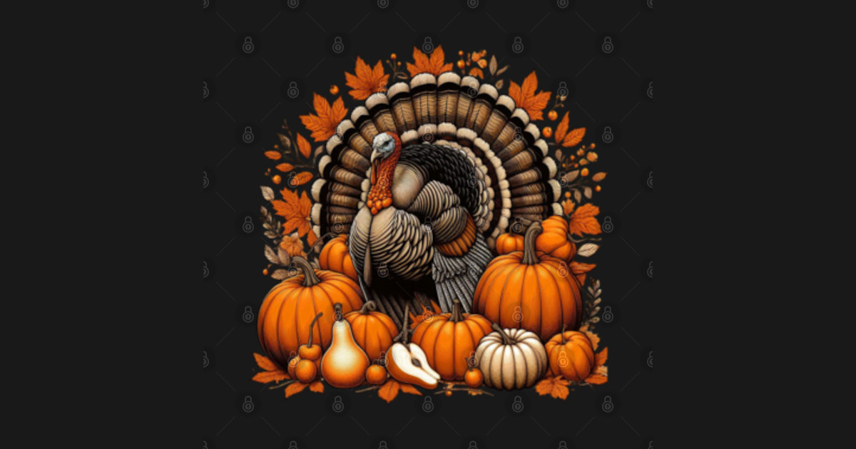 Turkey standing among pumpkins - Thanksgiving - Turkey - T-Shirt ...