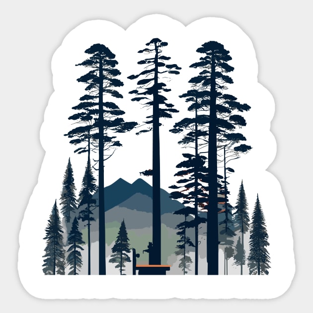 Rambo and Forest Trees - Forest Trees - Sticker | TeePublic