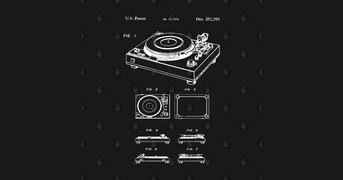 1979 Vinyl Record Player Patent Blueprint - Record Player Blueprint - T ...