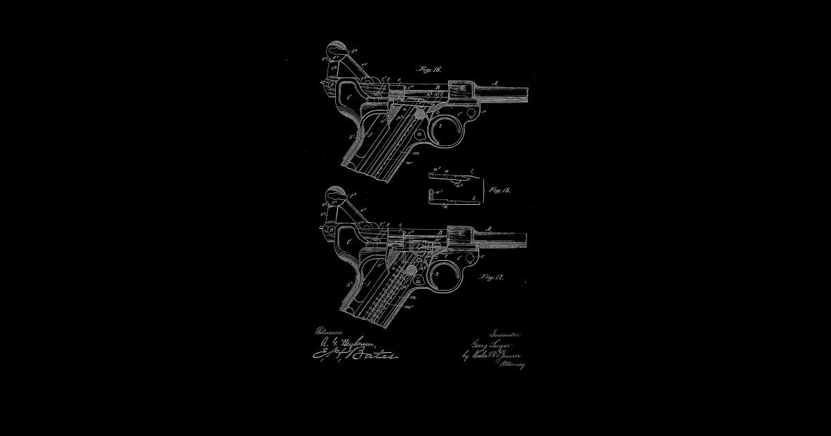 recoil loading small arms Vintage Patent Drawing - Gun - Posters and ...