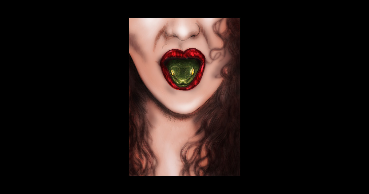 Venomous Words - Woman And Snake - Sticker | TeePublic