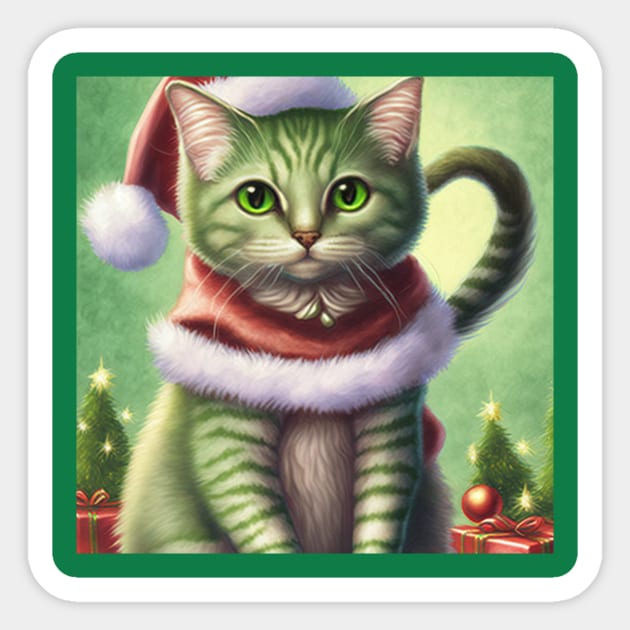 Cute Meowy Christmas cat - Meowy Christmas - Sticker | TeePublic