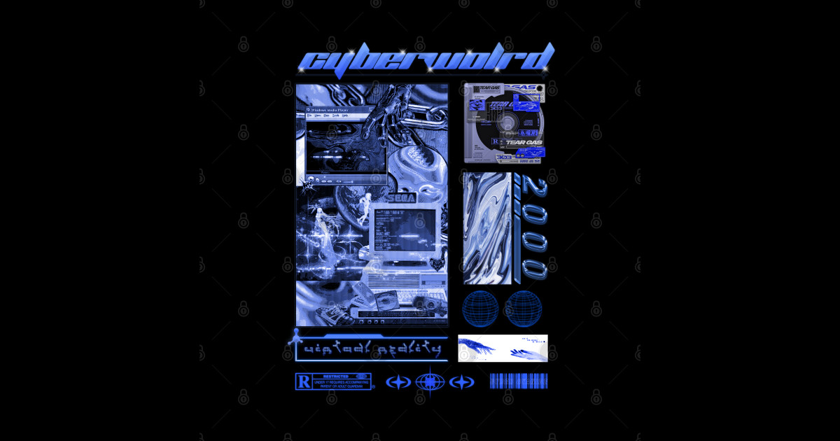 Cybercore World Y2K Design - Cybercore - Sticker | TeePublic