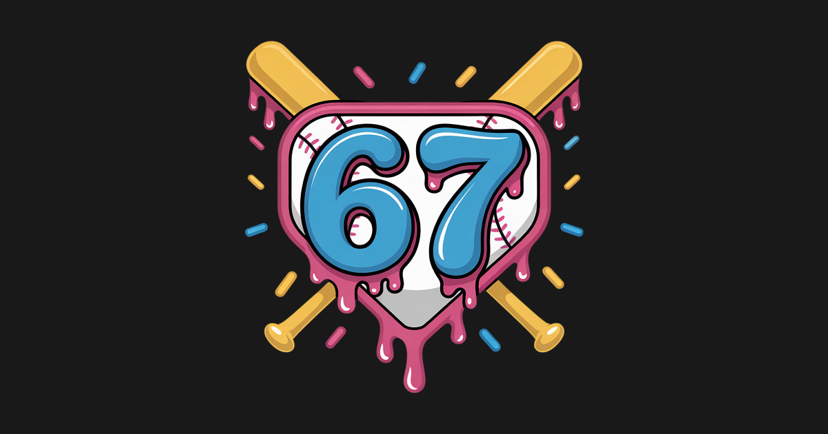 Baseball Ice Cream Drip Number 67 Player 67th Birthday 67 - Baseball ...