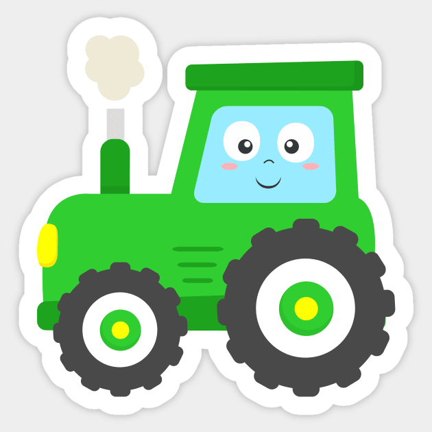 Cute Green Tractor - Green Tractor - Sticker | TeePublic