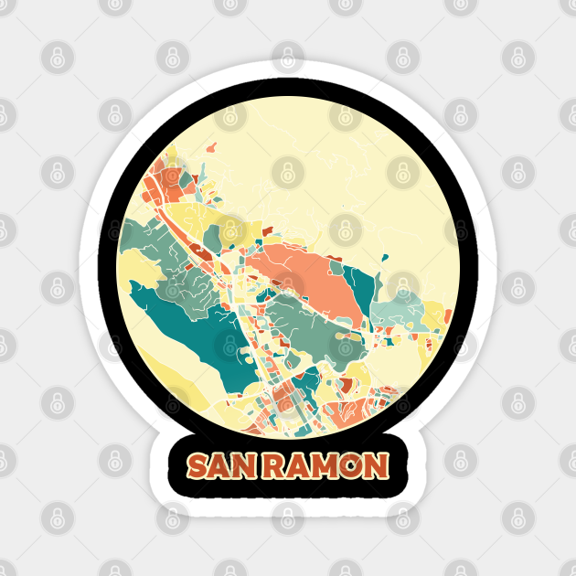 San Ramon California map in mozaique colors - San Ramon - Magnet ...