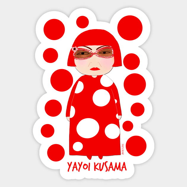 Red dots Yayoi Kusama inspired items - Yayoi Kusama - Sticker | TeePublic