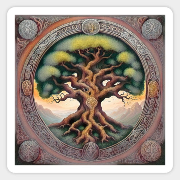 Aged Illustration of Yggdrasil Viking World Tree - Tree Of Life ...