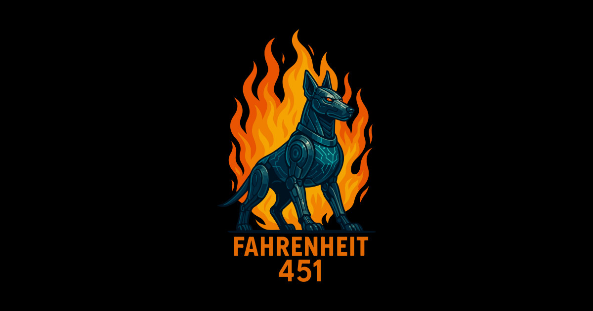 Farenheit 451 - Ray Bradbury FRONT DESIGN - Farenheit 451 - Sticker ...