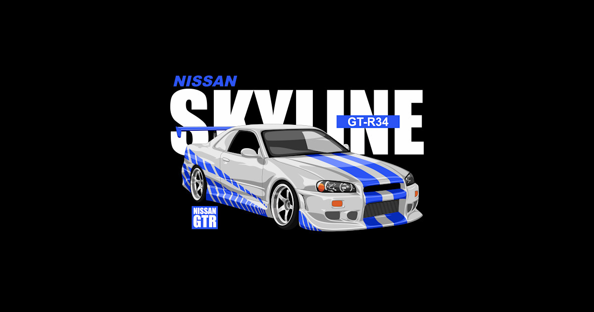 NISSAN GT-R34 SKYLINE - Nissan Skyline Gtr R34 - Magnet | TeePublic