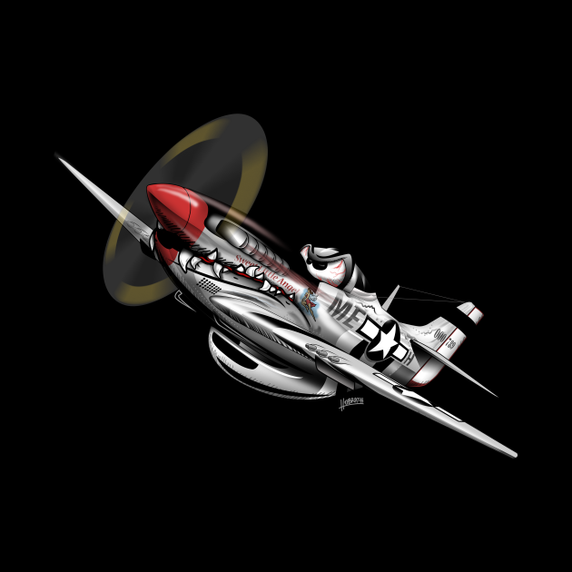 P-51 Mustang WWII Warbird Cartoon - Warbird - Pin | TeePublic