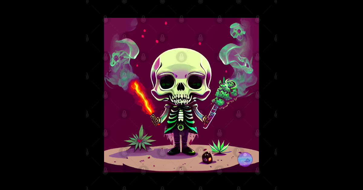 WEED SKELETON - Weed Smoking - Sticker | TeePublic