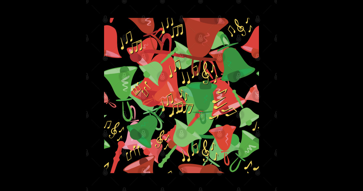 Christmas Chaos Colorful Handbells And Notes Holiday Pattern - Handbell ...