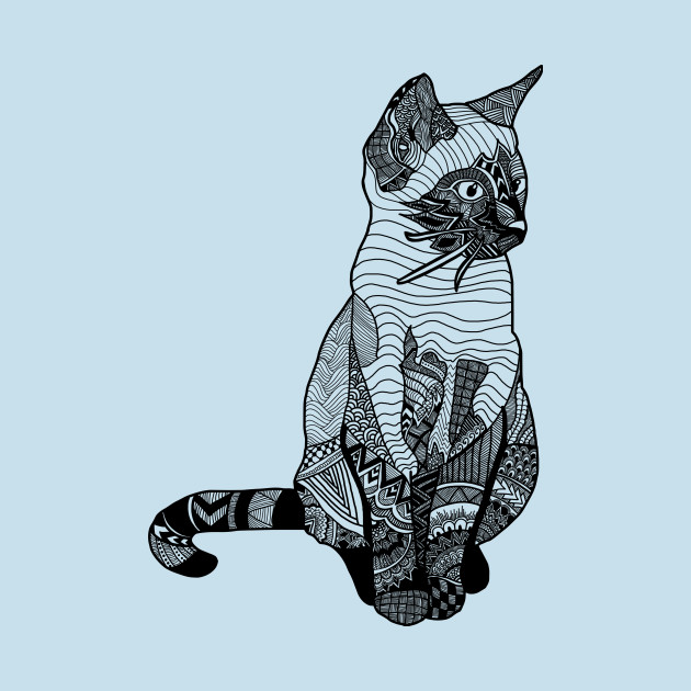Cat Zentangle - Cats - T-Shirt | TeePublic