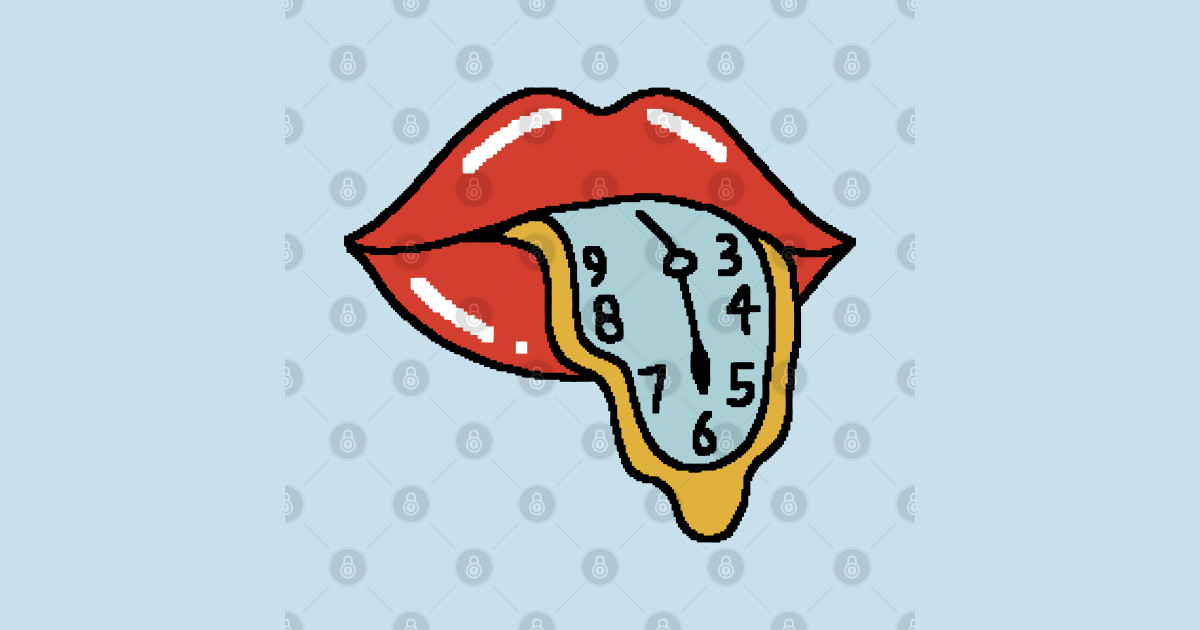 Melting Time Lips - Surreal Pop Art Clock Design - Lips - T-Shirt ...