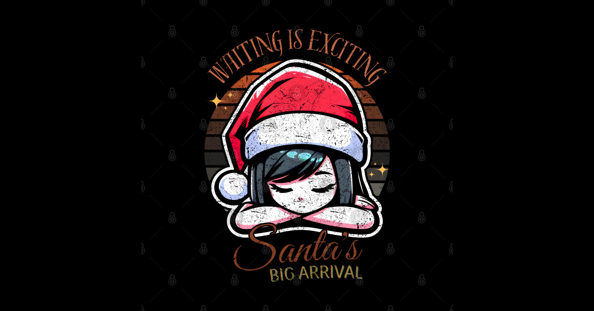 Waiting is Exciting, Santa's BIG ARRIVAL Little girl in a red Santa hat ...