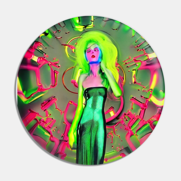 2000s Pinup Android - Y2k Aesthetic - Pin | TeePublic