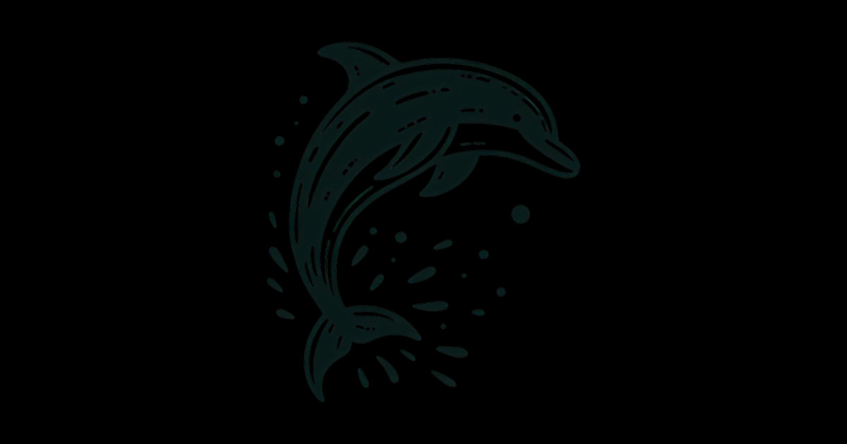 Stick Figure of a Dolphin in Black Ink - Stick Figure Dolphin - Sticker ...