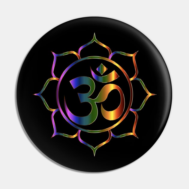 Bronze Reflective Lotus Flower Om Aum Symbol Sign - Aum - Pin | TeePublic
