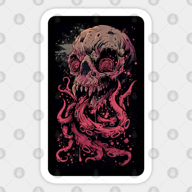 Grotesque Skull Tentacles - Punk - Sticker | TeePublic