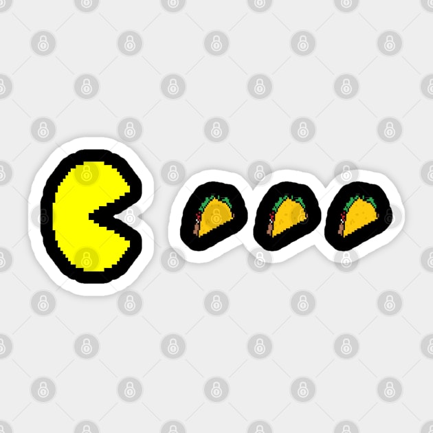 Pac-Man Loves Tacos - Pacman Tacos - Sticker | TeePublic