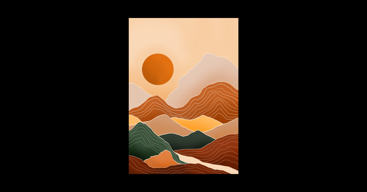 Modern Earthy Tones Mountains 20 - Earthy Abstract - Sticker | TeePublic