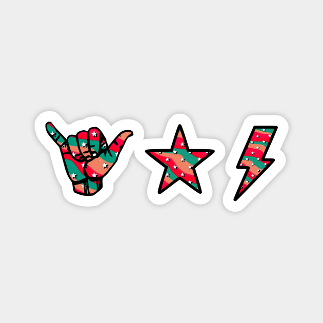 VSCO shaka hand, star & lightning sticker pack - Aesthetic - Magnet ...