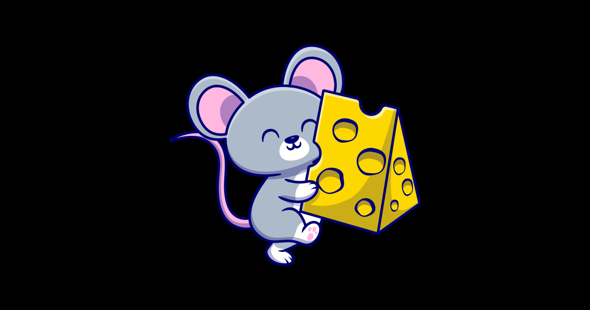 Cute Mouse Holding Cheese - Mouse - Sticker | TeePublic