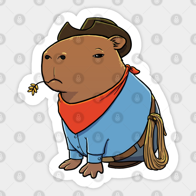 Grumpy Capybara Cowboy - Capybara - Sticker | TeePublic