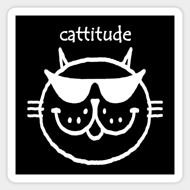 cattitude (white outline) - Cattitude - Sticker | TeePublic