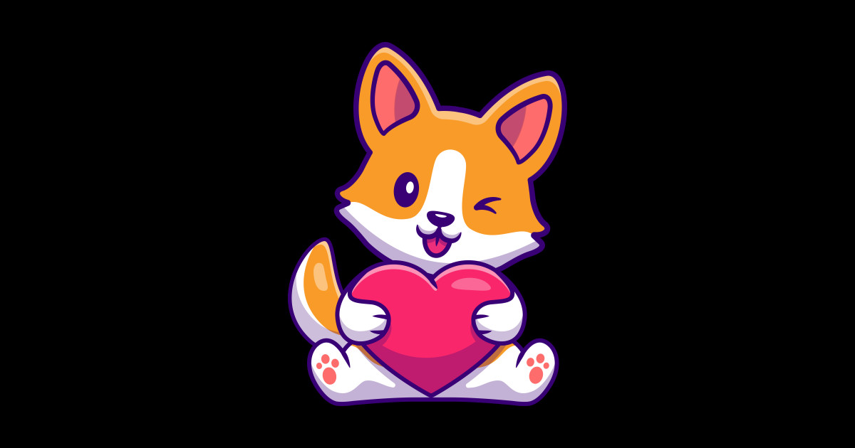 Cute Corgi Dog Holding Heart Cartoon - Cute Corgi Dog Holding Heart ...