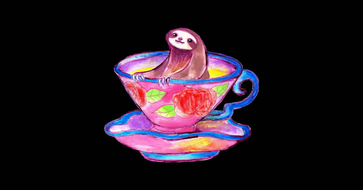 Watercolor Teacup Sloth - Sloth - Sticker | TeePublic