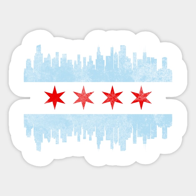 Distressed Chicago Skyline Flag - Chicago - Sticker | TeePublic