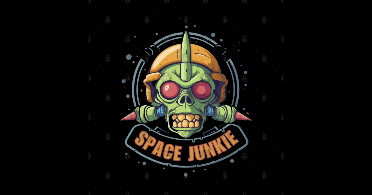 Space Junkie Logo Skeleton - Space Junkie Logo - Sticker | TeePublic