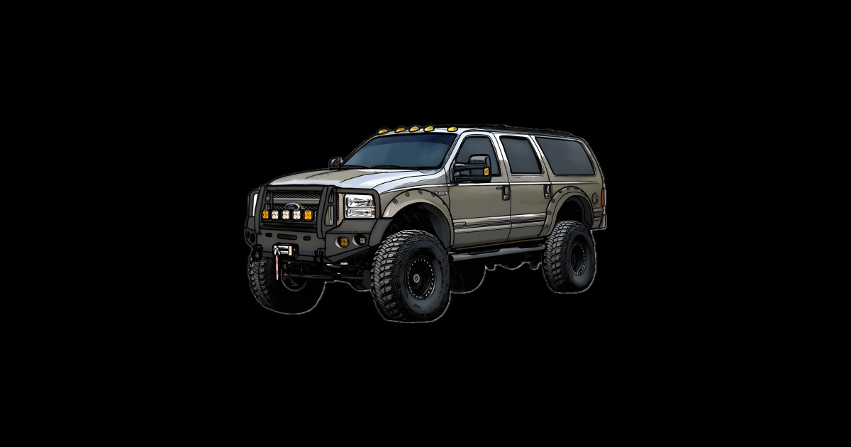 Lifted Ford Excursion - Powerstroke - Sticker | TeePublic