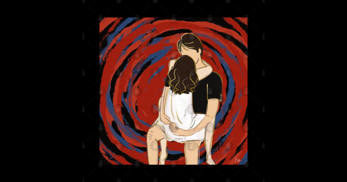 Burning on red ,drowing in blue - Cuddle - Sticker | TeePublic