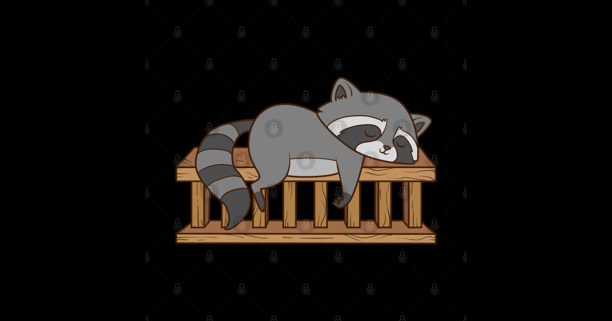 A cute, cheeky raccoon is sleeping. - Racoon Lover - Sticker | TeePublic