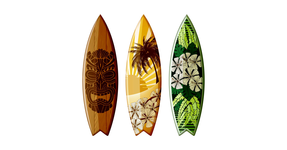 three decorated surfboards island style - Surf - T-Shirt | TeePublic