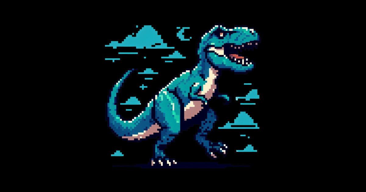 Blue T rex Pixel - T Rex - Posters and Art Prints | TeePublic