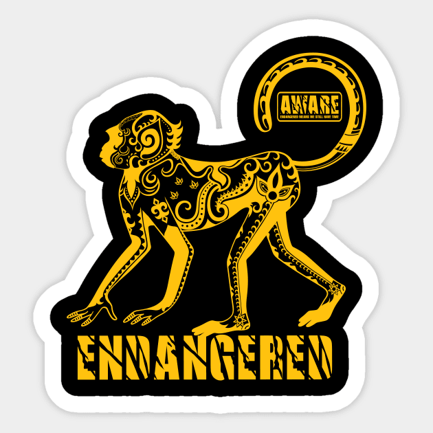 Endangered Tattoo Monkey Aware - Monkey - Sticker | TeePublic