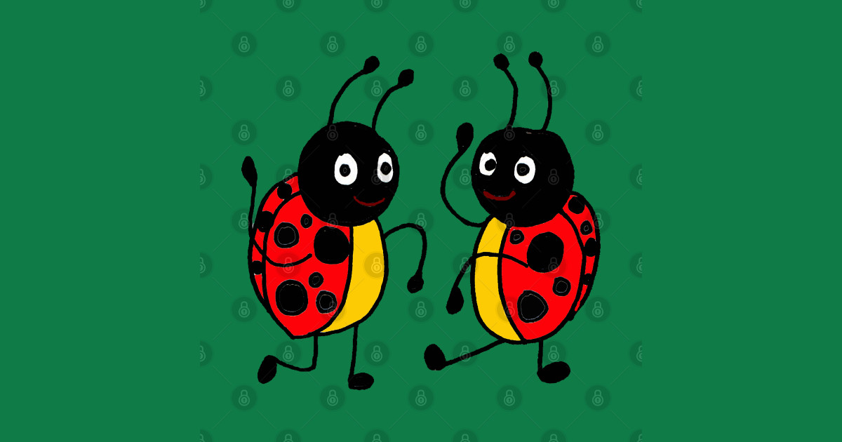 Funny Cute Dancing Ladybugs Cartoon - Ladybugs - Sticker | TeePublic