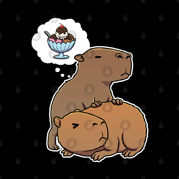 Capybara thinking about Ice Cream - Capybaras - Pin | TeePublic